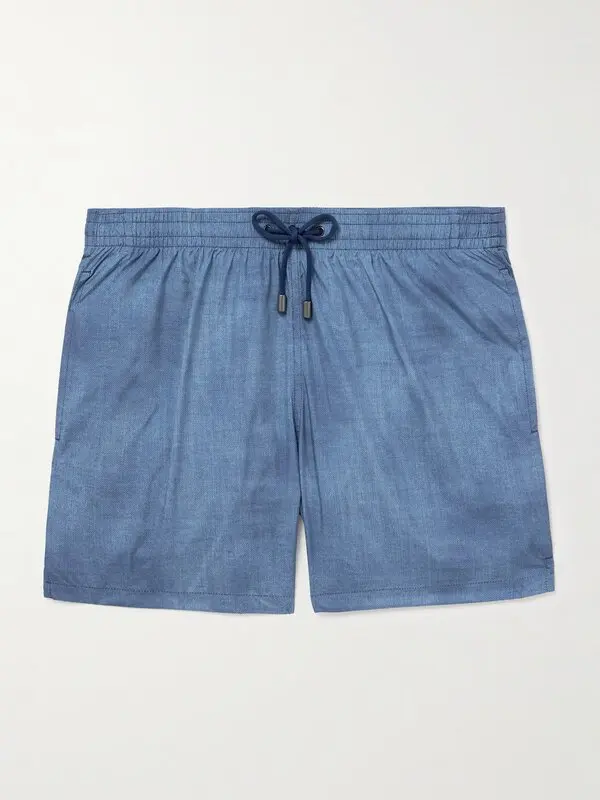 Canali Straight-leg Mid-length Swim Shorts - Blue