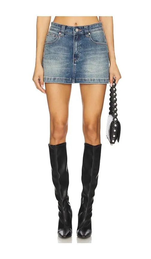 Abrand Denim A-line Denim Mini Skirt