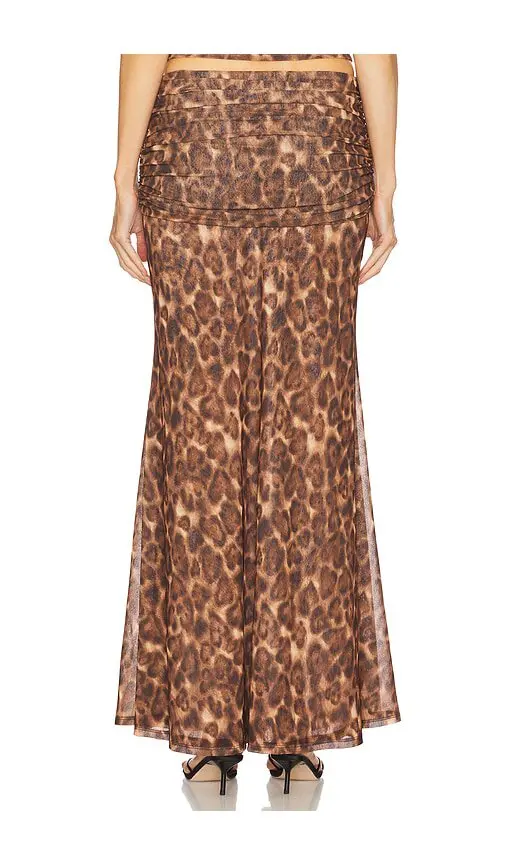 LOBA Ruched Mesh Maxi Skirt