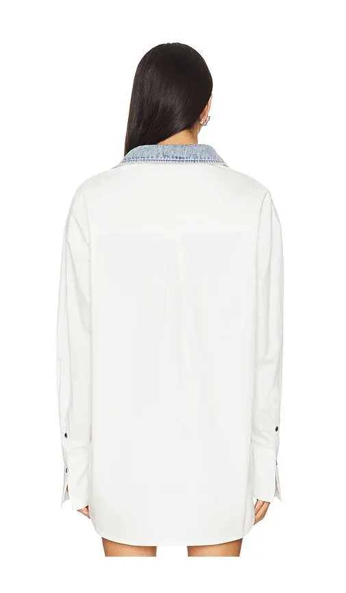 SEROYA Oversized Shirt With Denim Trim