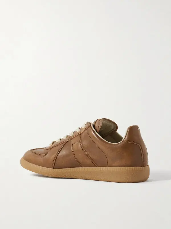 MAISON MARGIELA Replica Leather Low Top Sneakers - Brown