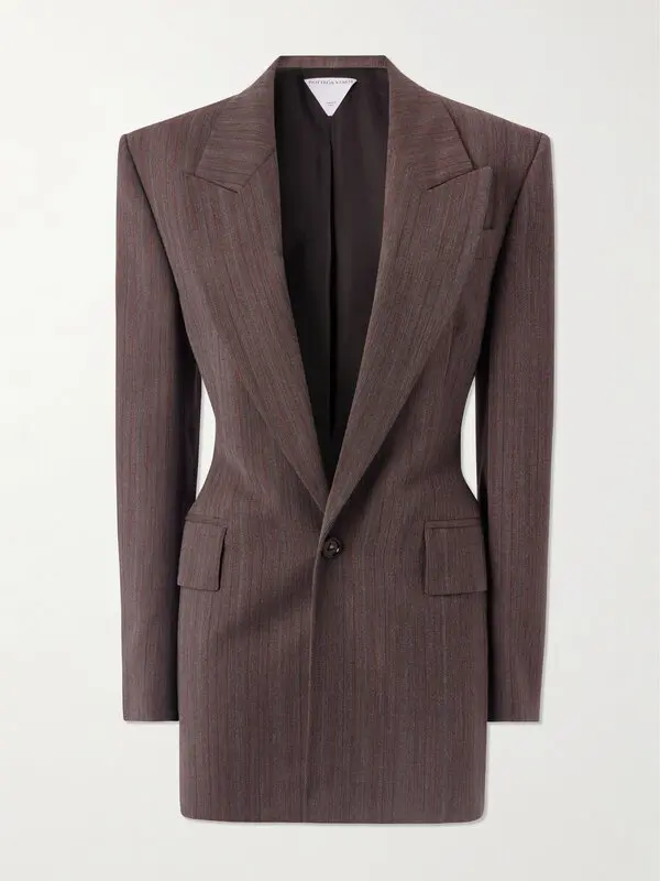 Bottega Veneta Striped Wool-blend Twill Blazer - Brown
