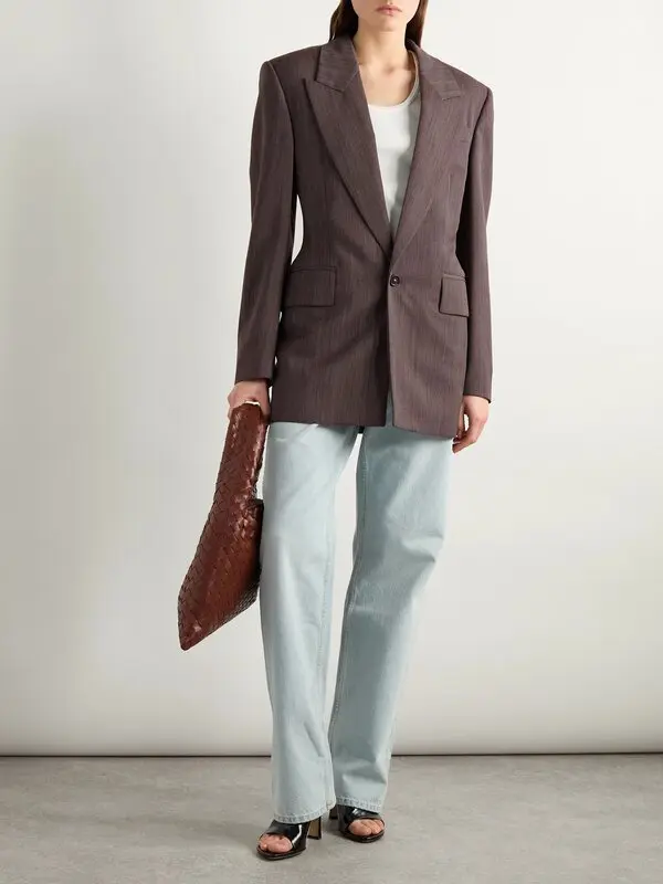 Bottega Veneta Striped Wool-blend Twill Blazer - Brown