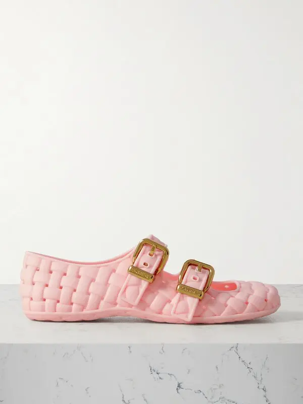 Bottega Veneta Amy Intrecciato Rubber Mary Jane Flats - Pink