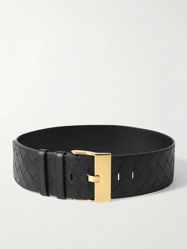 Bottega Veneta Intrecciato Leather Belt - Black