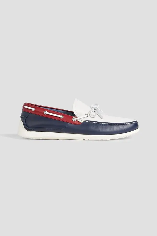 Ferragamo Marlin Colorblock Boat Shoes In White - 75% Off  display picture 1