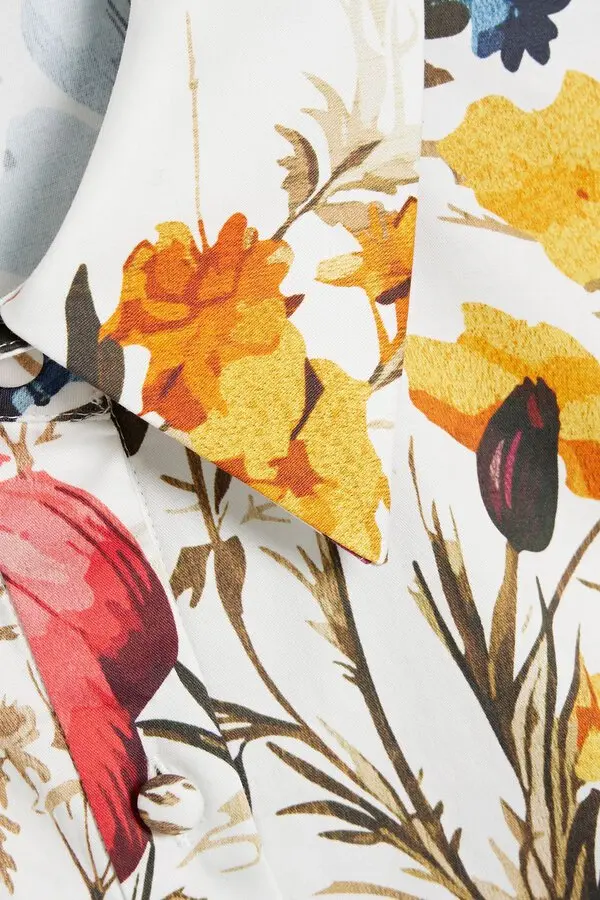 MIKAEL AGHAL Floral-print Cotton-blend Poplin Shirt