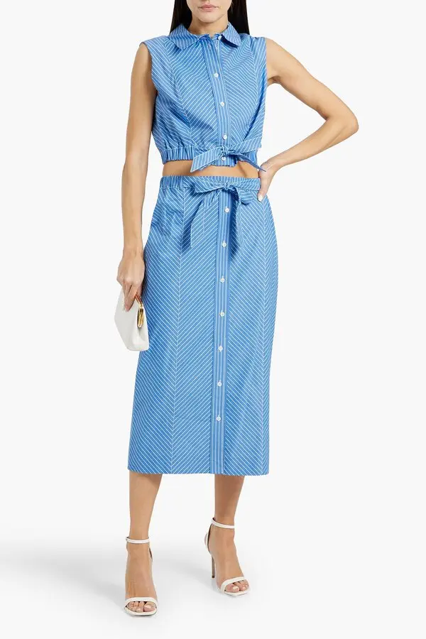 Carolina Herrera Striped Cotton-poplin Midi Skirt