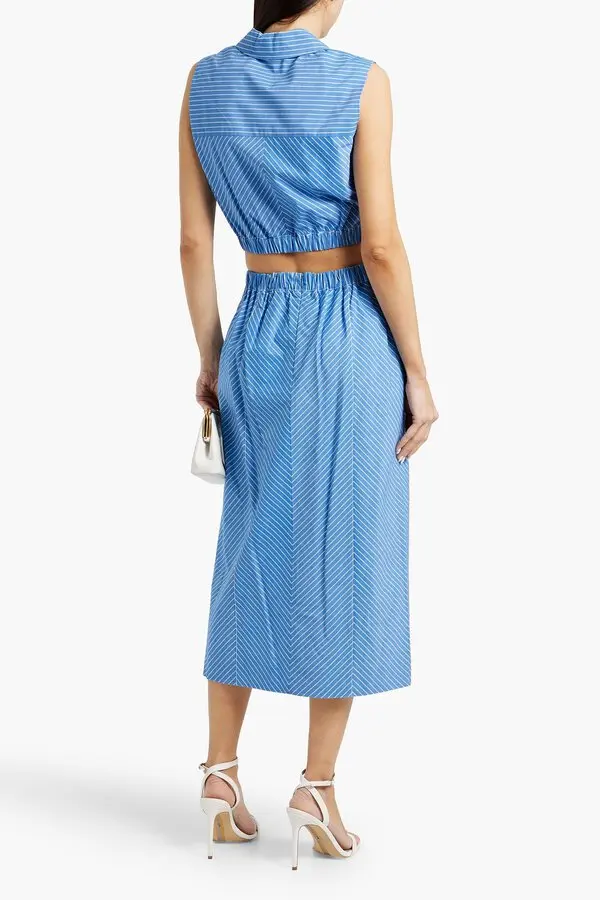 Carolina Herrera Striped Cotton-poplin Midi Skirt