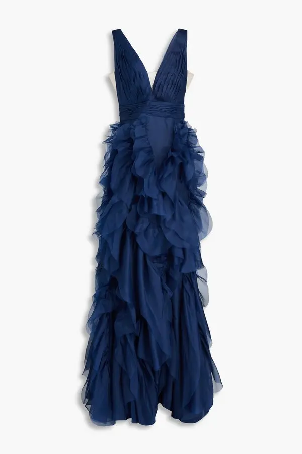 Marchesa Ruffled Silk-organza Gown