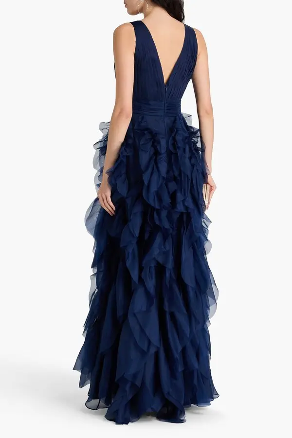 Marchesa Ruffled Silk-organza Gown