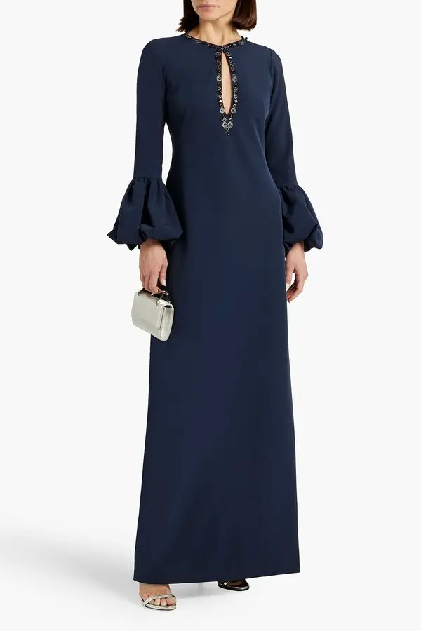 Marchesa Cutout Embellished Crepe Gown