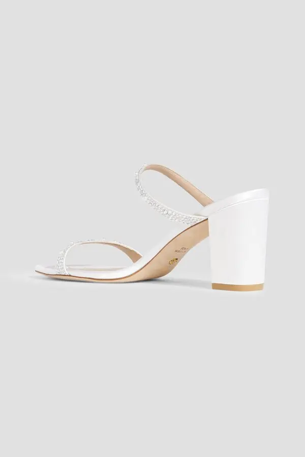 STUART WEITZMAN Royale Pearl 75 Embellished Satin Mules