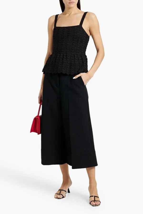 Carolina Herrera Crochet Peplum Top