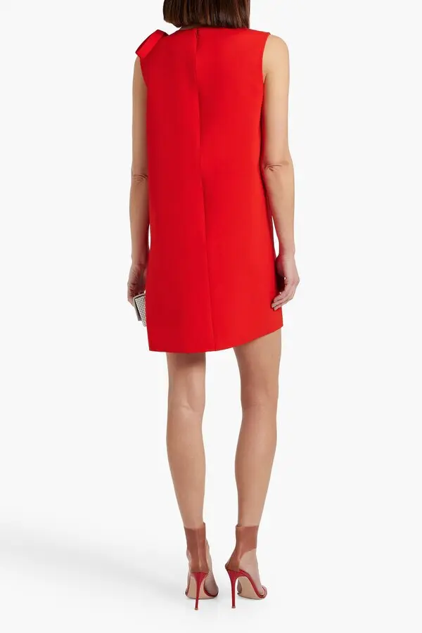 Oscar De La Renta Bow-detailed Wool-blend Crepe Mini Dress