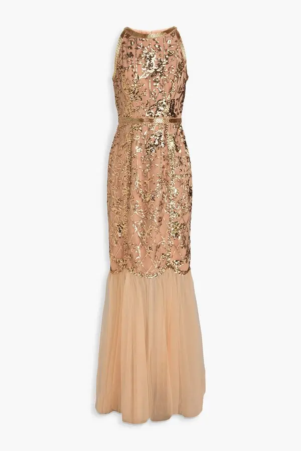 Marchesa Sequin-embellished Tulle Gown