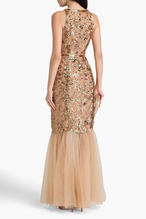 Marchesa Sequin-embellished Tulle Gown