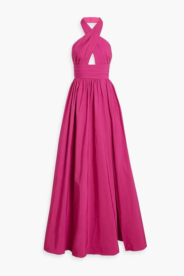 Marchesa Cutout Taffeta Halterneck Gown