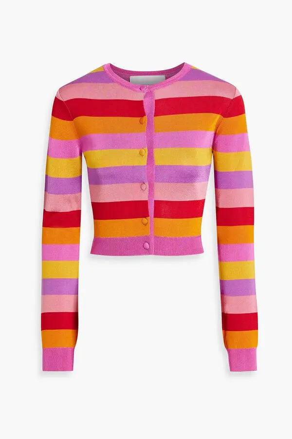 Carolina Herrera Cropped Striped Knitted Cardigan - Multicolor