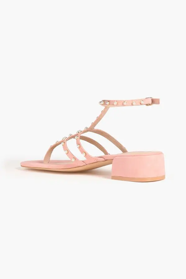 STUART WEITZMAN Dancer Pearl 35 Embellished Suede Sandals