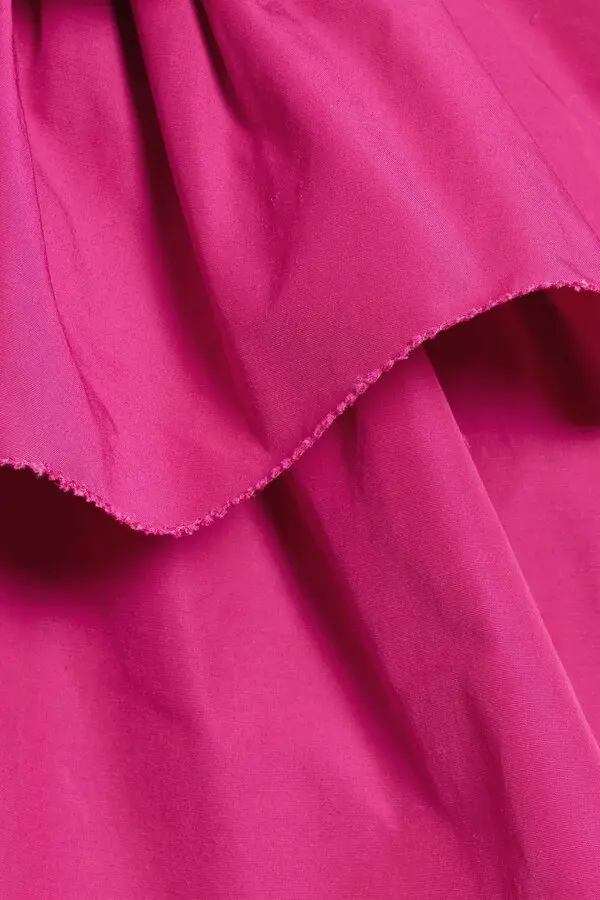 Marchesa Strapless Floral-appliquéd Ruffled Taffeta Mini Dress