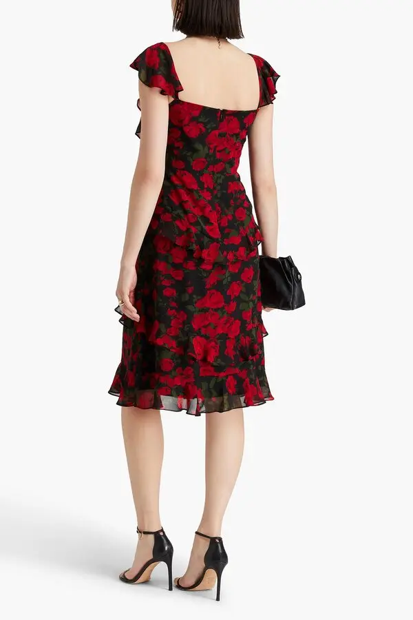 MIKAEL AGHAL Ruffled Floral-print Georgette Midi Dress