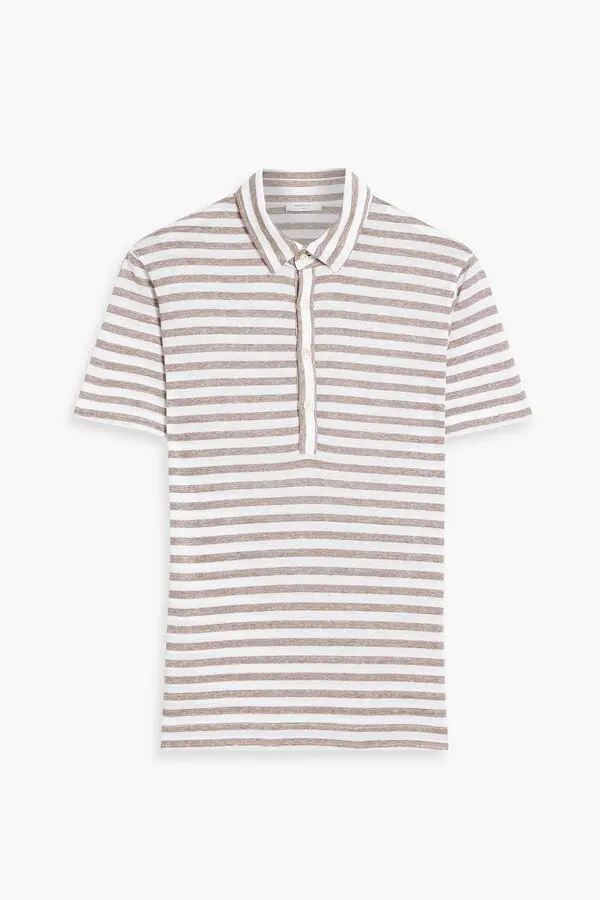 Boglioli Striped Linen Polo Shirt - Brown