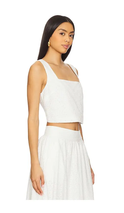Paige Aelita Floral Eyelet Square Neck Cropped Top
