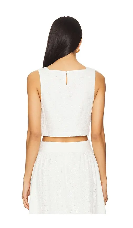 Paige Aelita Floral Eyelet Square Neck Cropped Top