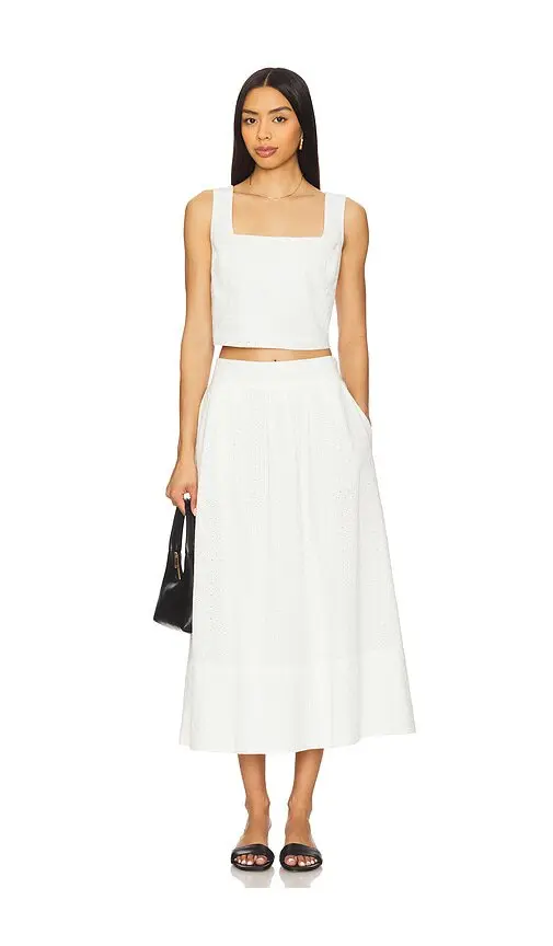 Paige Aelita Floral Eyelet Square Neck Cropped Top
