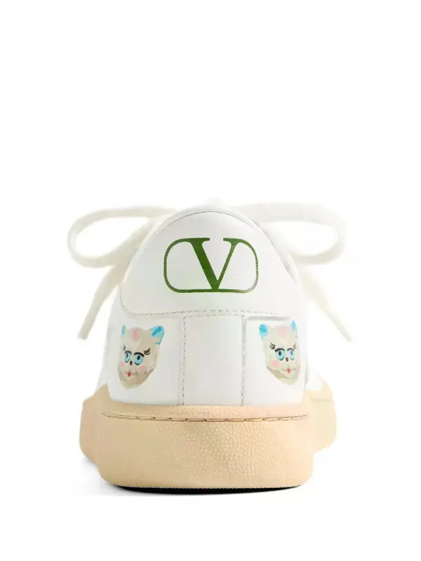 Valentino Garavani Royco Nappa Calfskin Sneakers With 'le Chat De La Maison' Motif - White