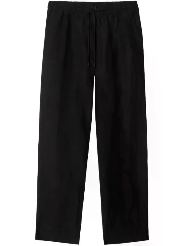 Burberry Linen Straight-leg Trousers - Black