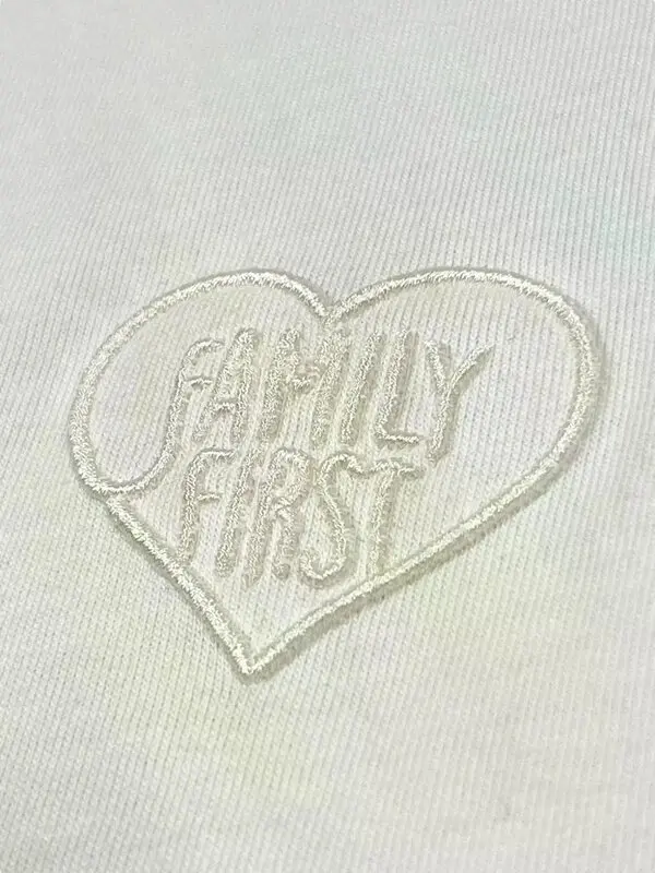 FAMILY FIRST Slogan-embroidered T-shirt