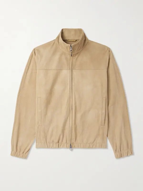 Loro Piana Suede Zip-up Bomber Jacket