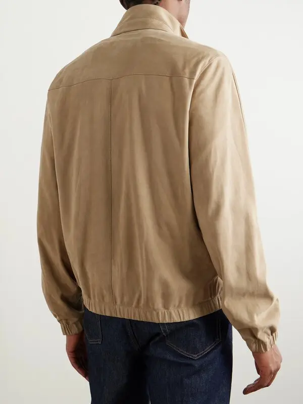 Loro Piana Suede Zip-up Bomber Jacket