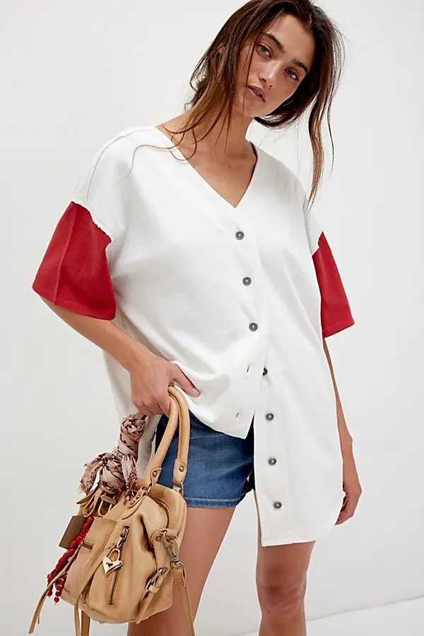 Free People We The Free Homerun Tee - Red Combo