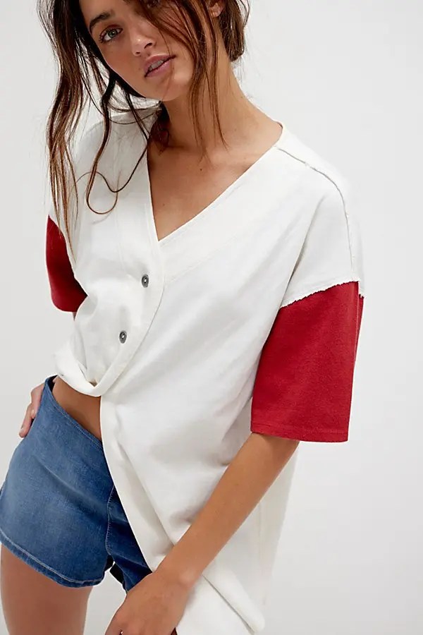 Free People We The Free Homerun Tee - Red Combo