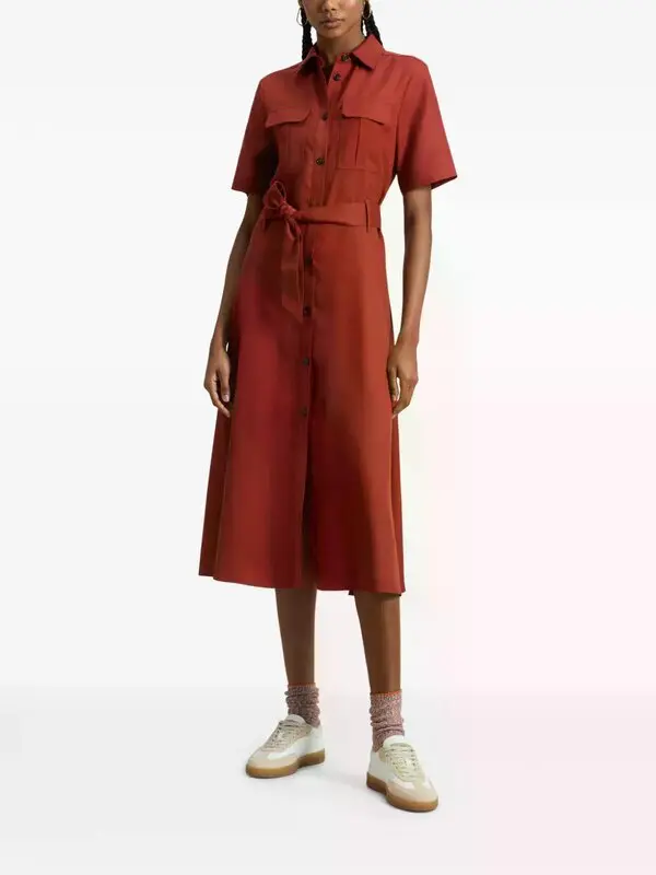 Woolrich Short-sleeved Midi Shirt Dress - Orange
