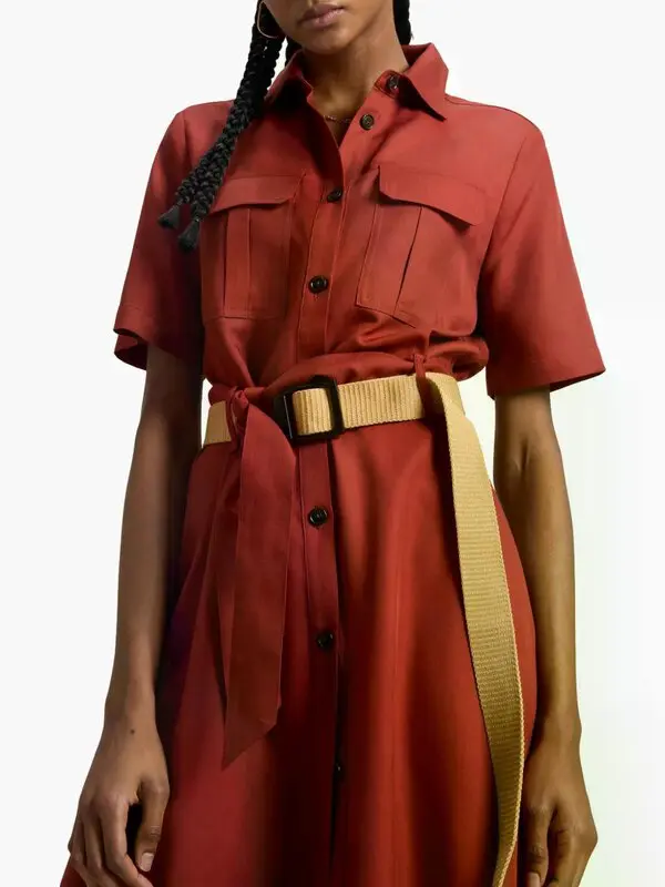 Woolrich Short-sleeved Midi Shirt Dress - Orange