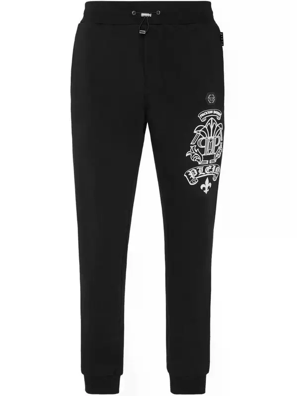 Philipp Plein Graphic-detail Tapered Track Pants - Black
