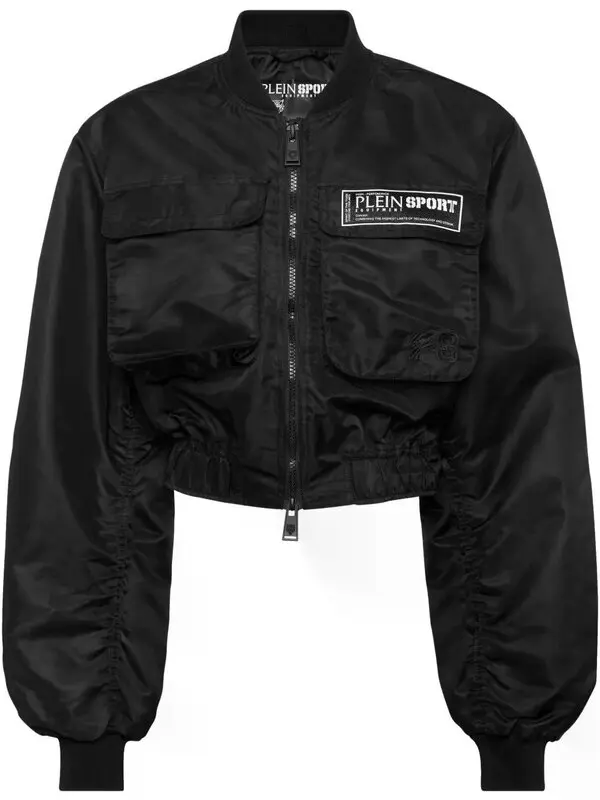 PLEIN SPORT Cropped Bomber Jacket - Black
