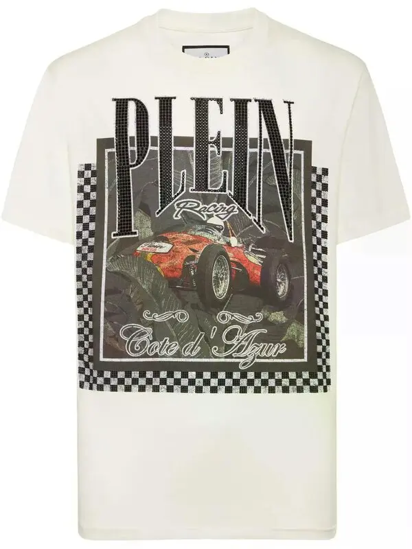 Philipp Plein Racing-graphic T-shirt - White