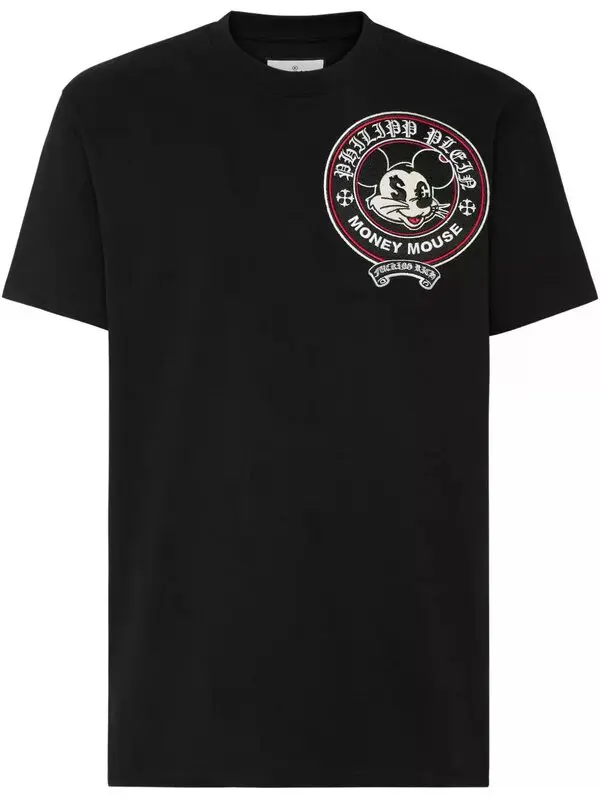 Philipp Plein Money Mouse-embroidered T-shirt - Black