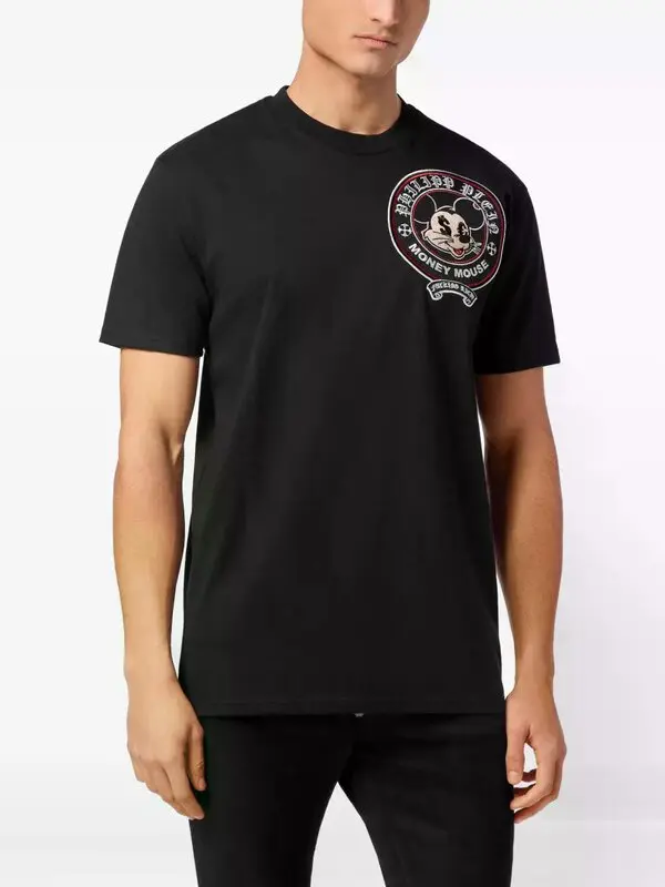Philipp Plein Money Mouse-embroidered T-shirt - Black