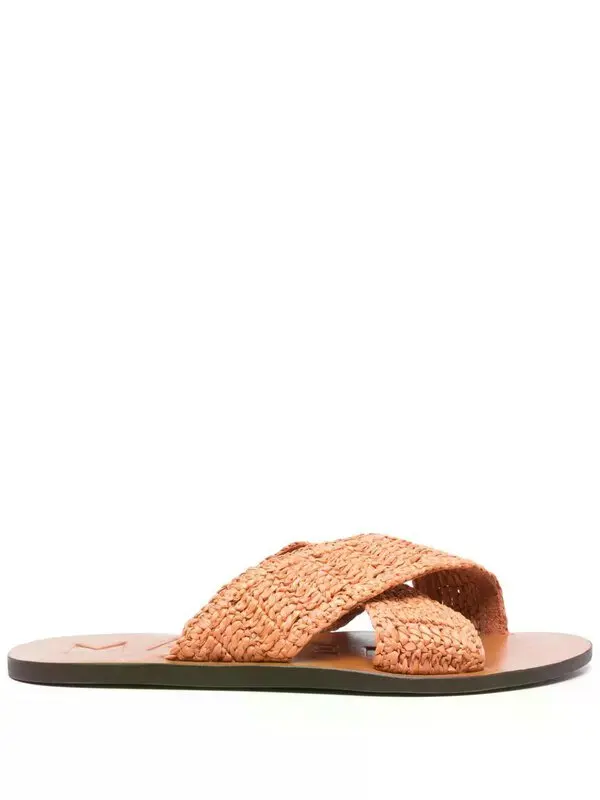 Manebí Raffia Flat Sandals - Orange