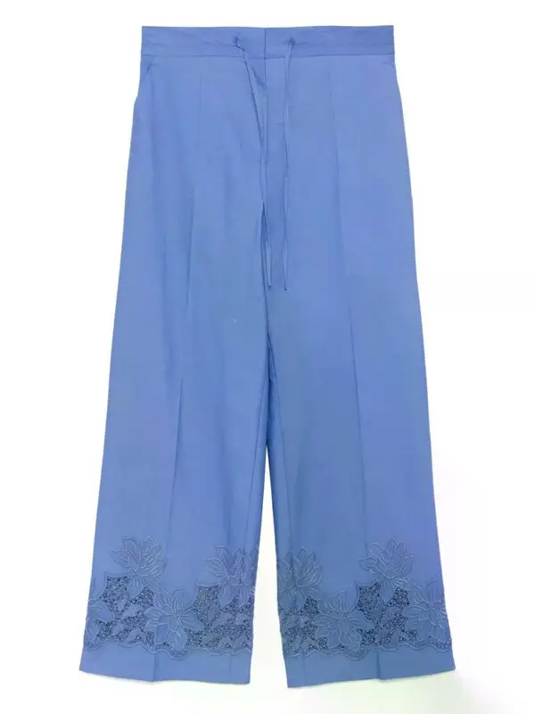 P.a.r.o.s.h Floral-embroidery Trousers - Blue