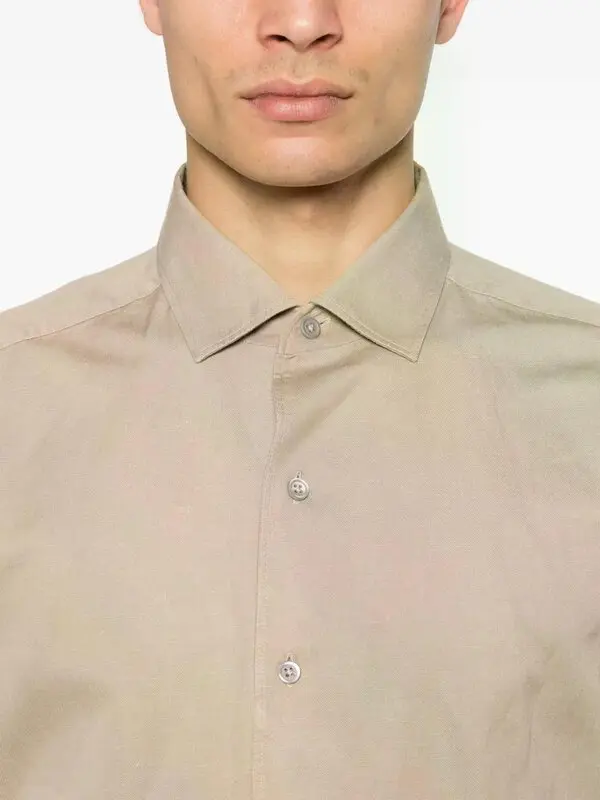 Zegna Spread-collar Shirt - Neutrals