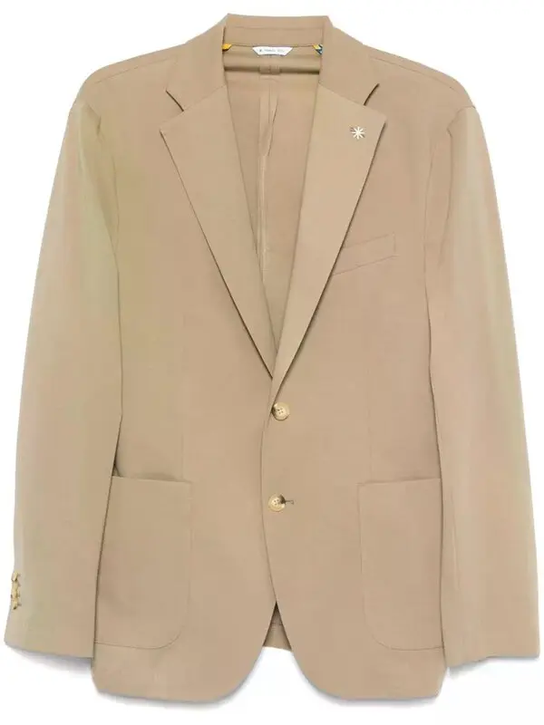 MANUEL RITZ Brooch-detail Blazer - Neutrals