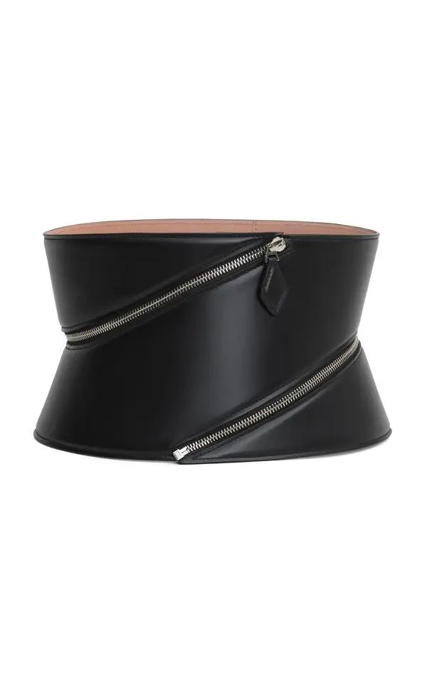 Alaïa Zip Leather Corset Belt - Black