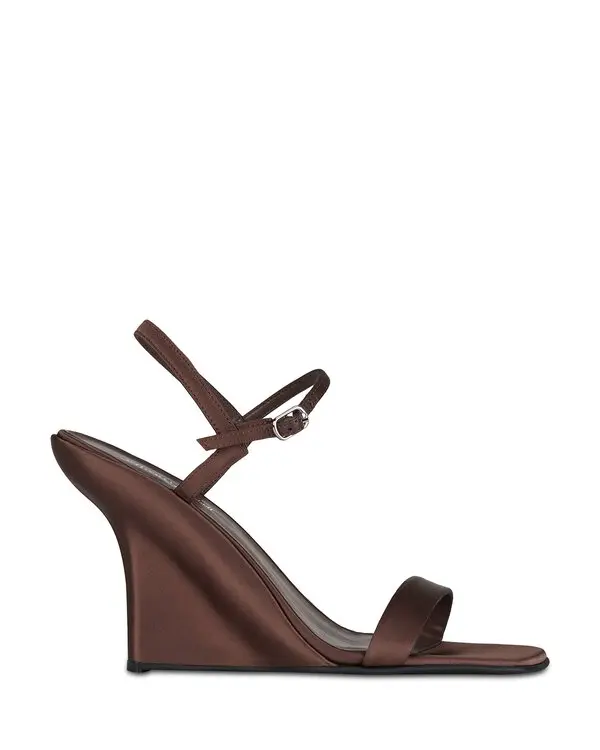 Jeffrey Campbell Kassandra Wedge Sandals - Brown Satin